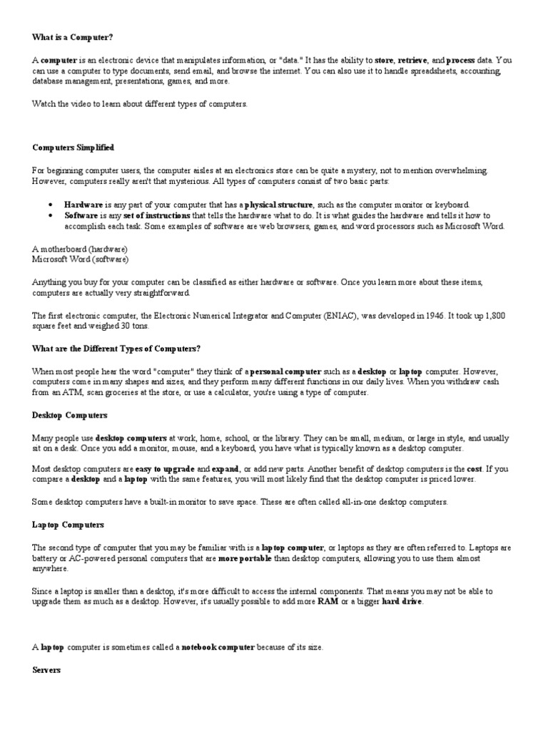 What Is A Computer | PDF | Computer Data Storage | Operating System