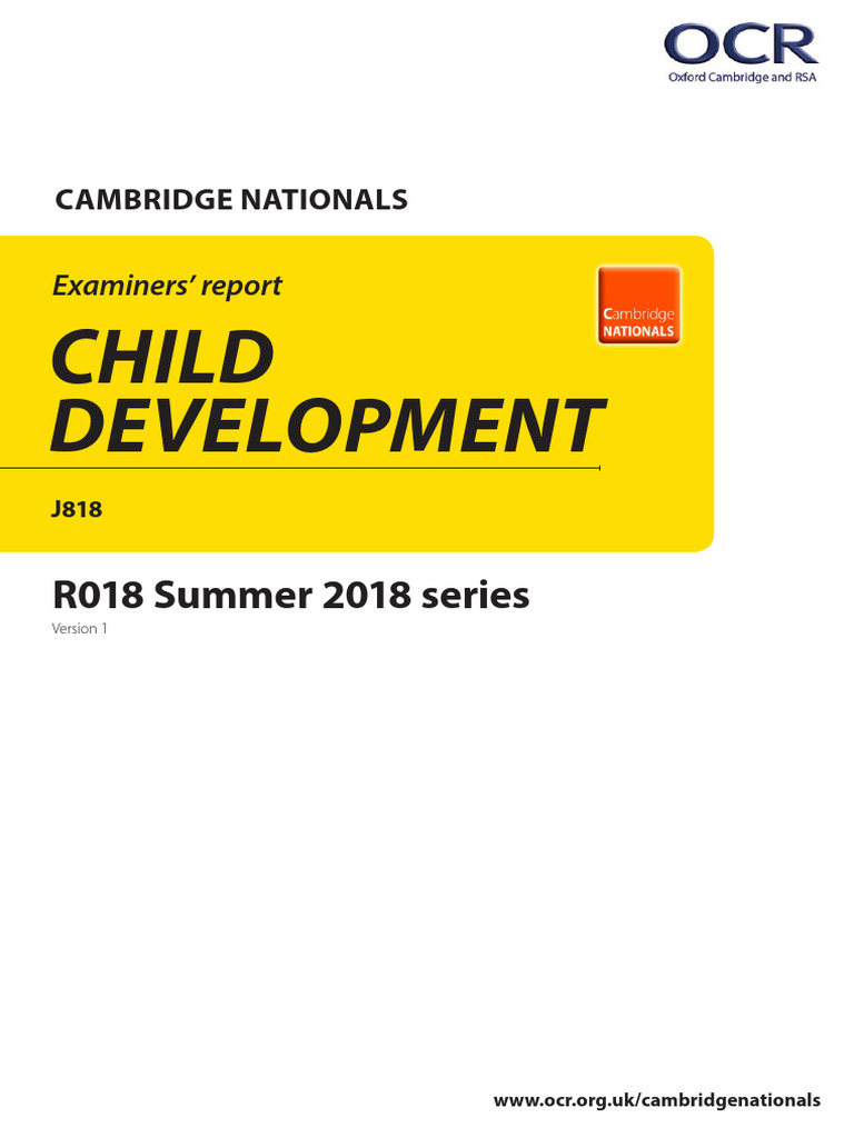 OCR Child Development R018 Examiner's Report | PDF | Child Development ...