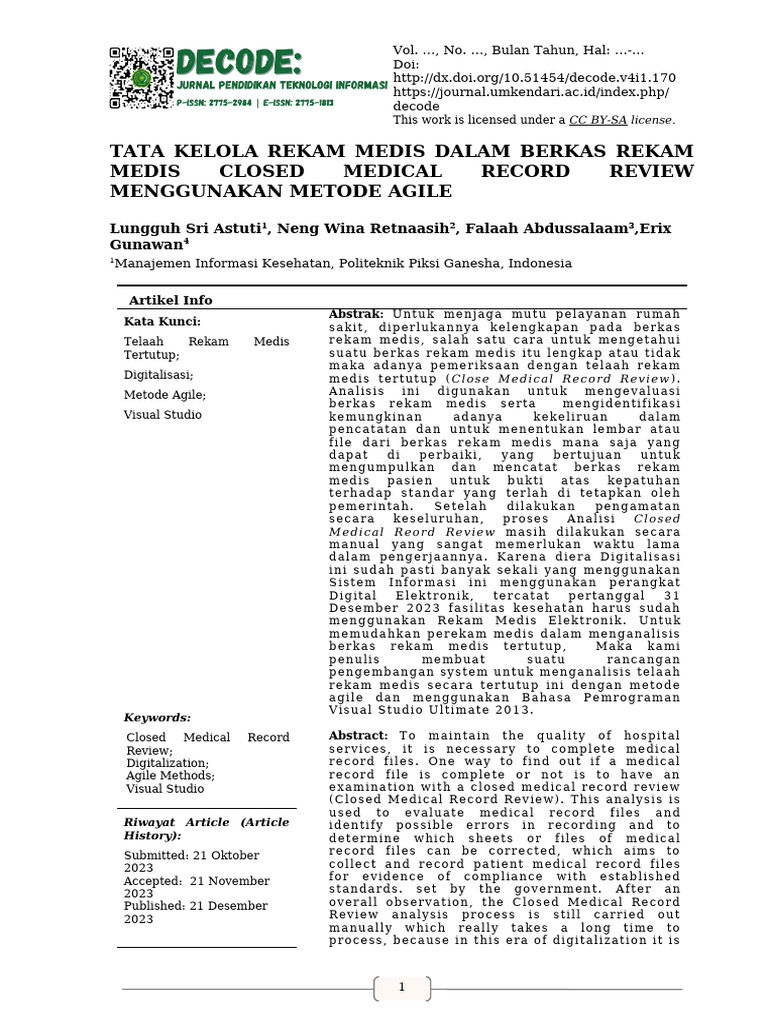 Tata Kelola Rekam Medis Dalam Berkas Rekam Medis Closed Medical Record ...