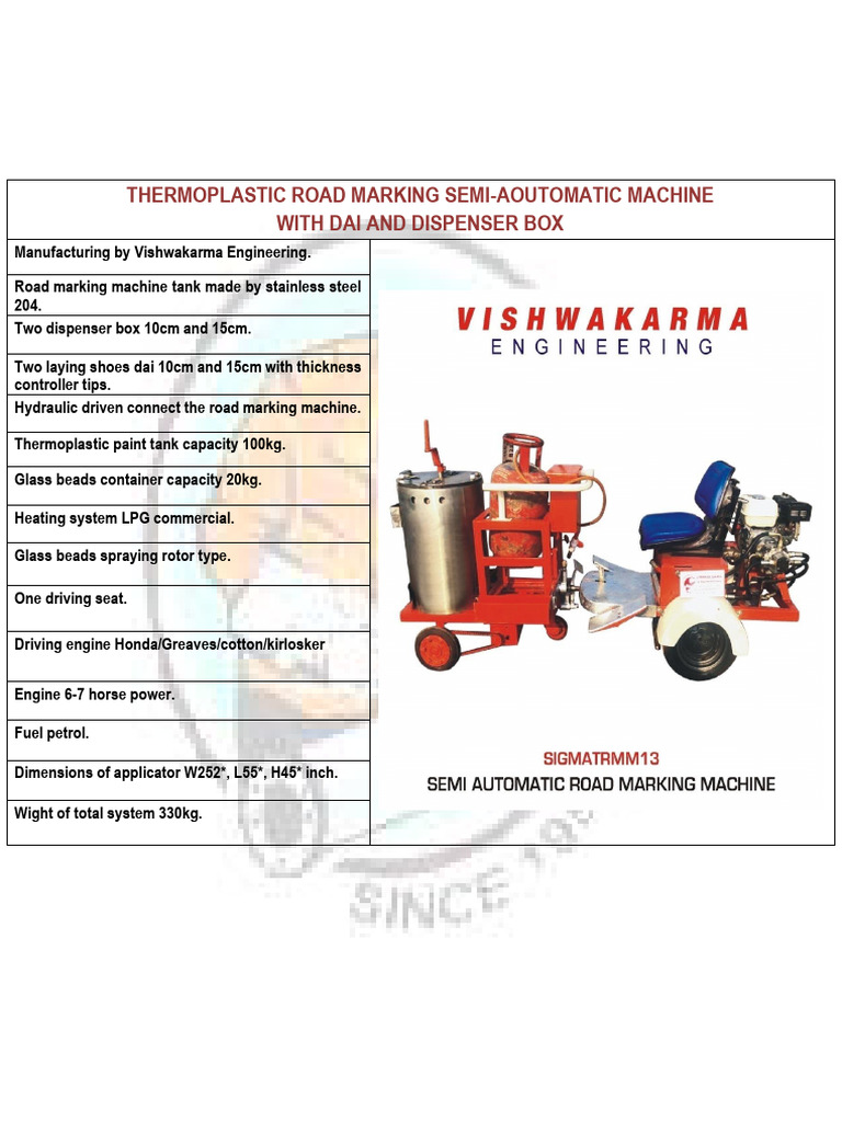 Semi-Automatic Road Marking Machine | PDF