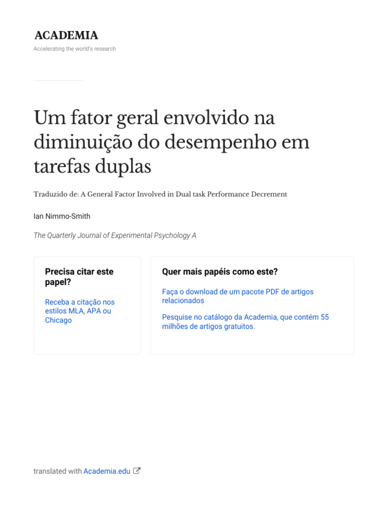 A General Factor Involved in Dual Task Performance Decrement - PT | PDF ...