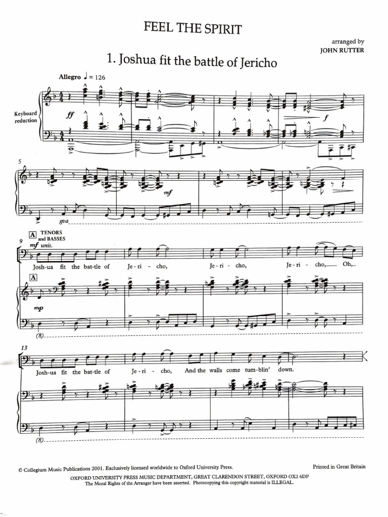 1 Joshua Fit The Battle of Jericho - John Rutter | PDF