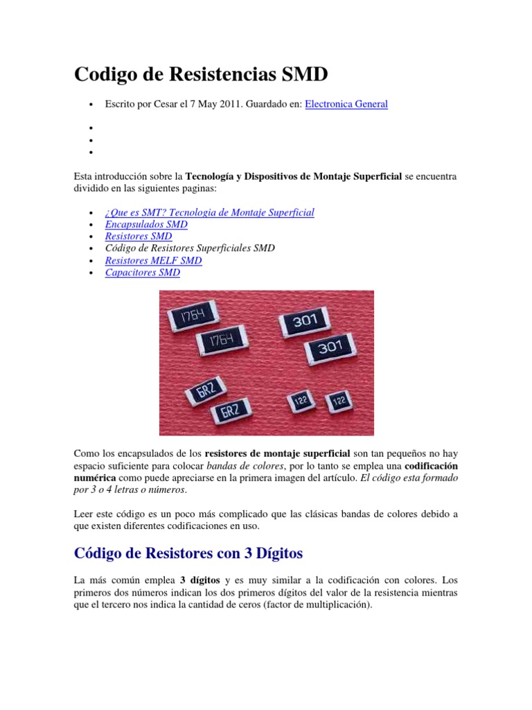 Codigo de Resistencias SMD | Resistor | Ingenieria Eléctrica