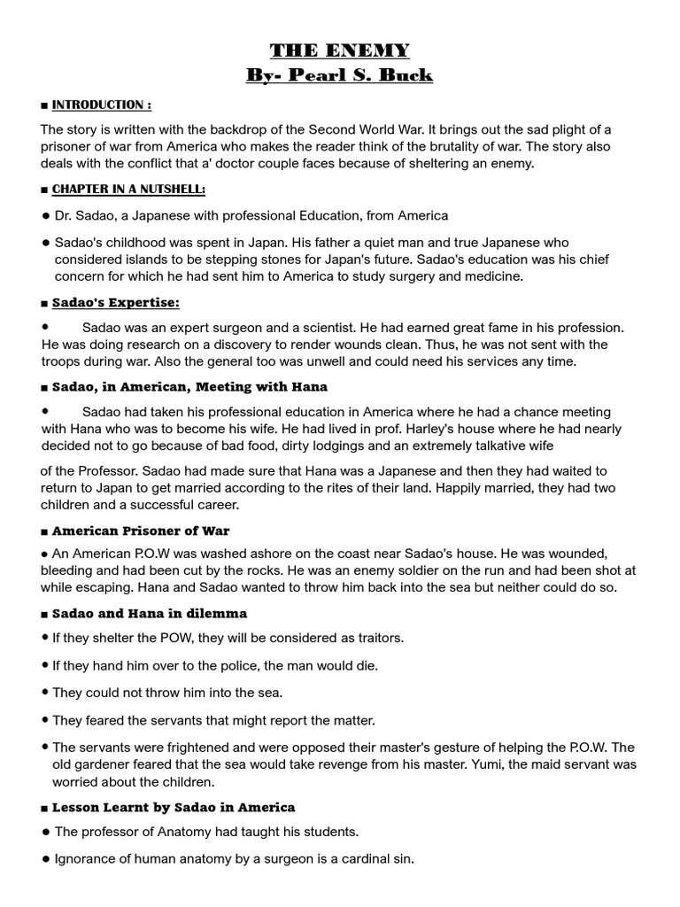 Snapshots the Enemy Cbse 12 Notes ? | PDF | Prisoner Of War | Love