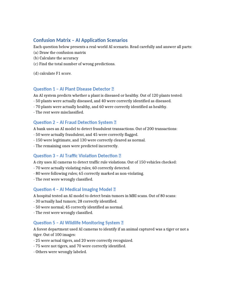 Confusion Matrix in AI Scenarios | PDF