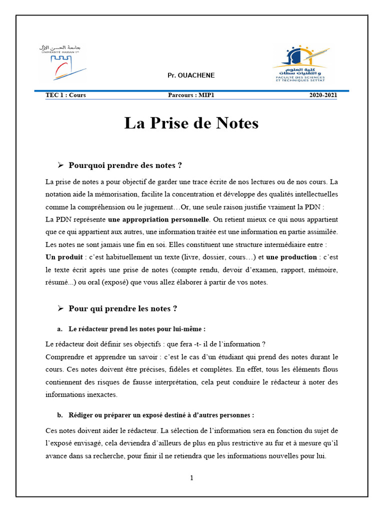 Techniques Efficaces de Prise de Notes | PDF | Acronymie | Informations