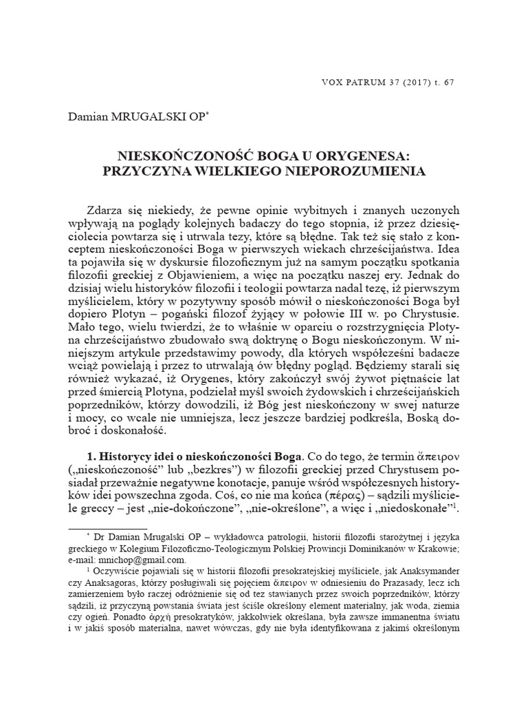 Mienikdawid,+Nieskonczonosc Boga U Orygenesa Przyczyna Wielkiego ...