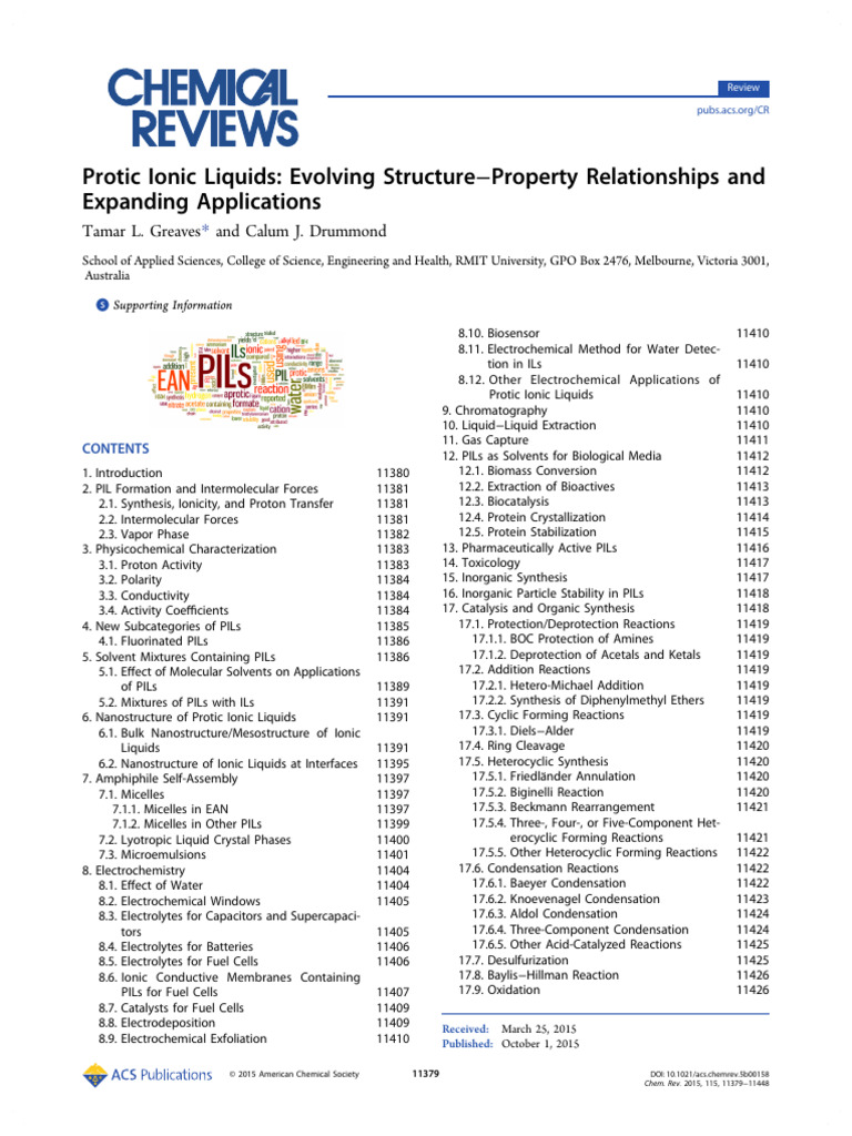 Protic Ionic Liquids Evolving Structure Property Relationships and ...