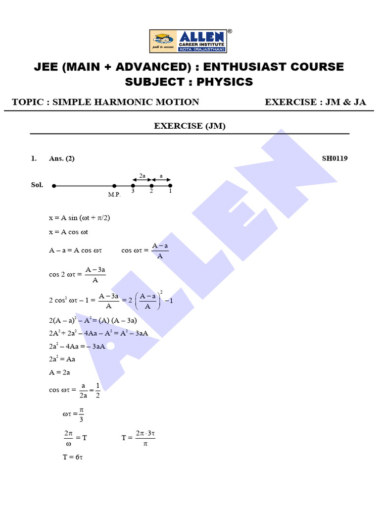 4 JM Ja-E-Ph-Shm Solution PDF | PDF | Rotation Around A Fixed Axis | Mechanics