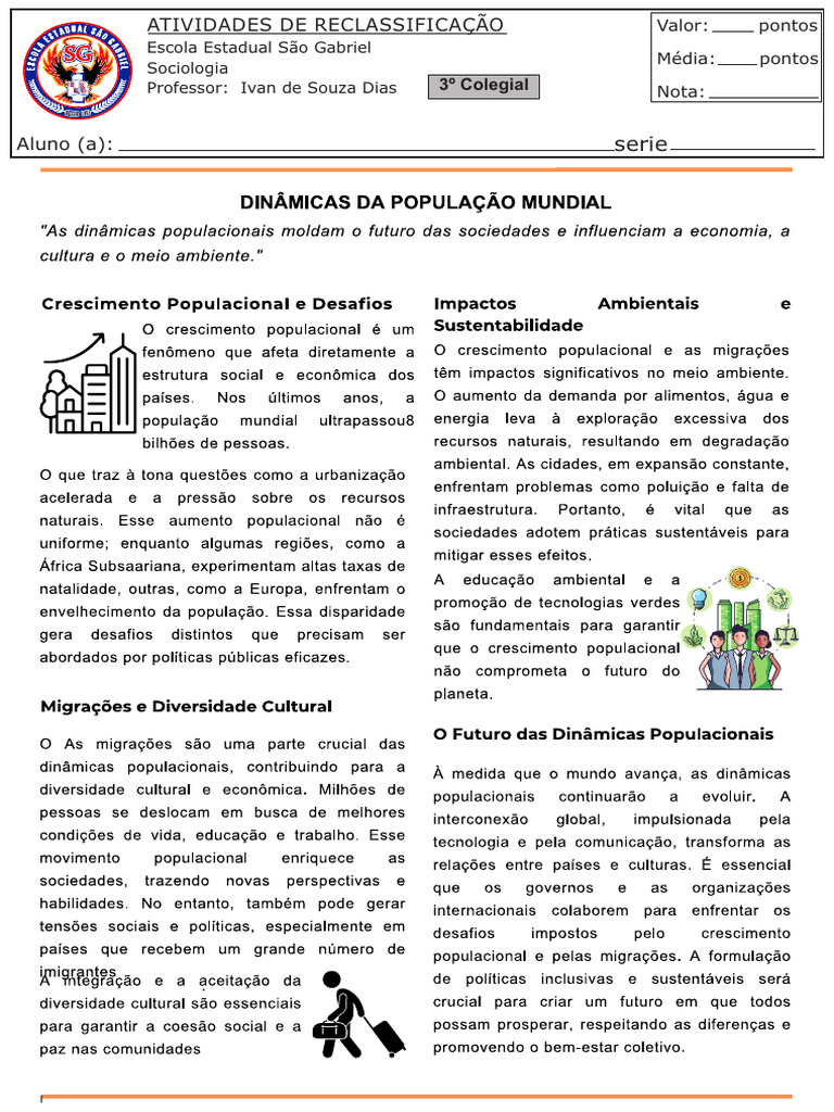 3º Colegial - Sociologia - Noturno | PDF