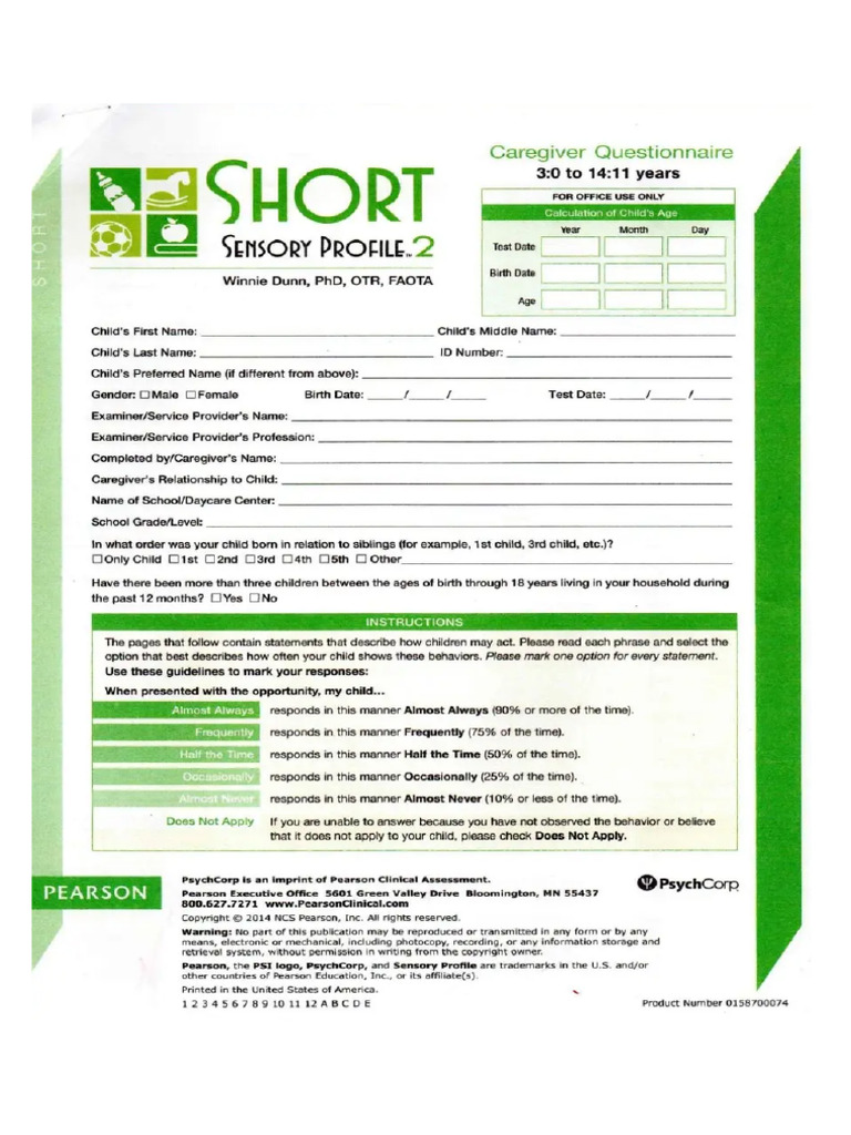 Short Sensory Profile 2 | PDF