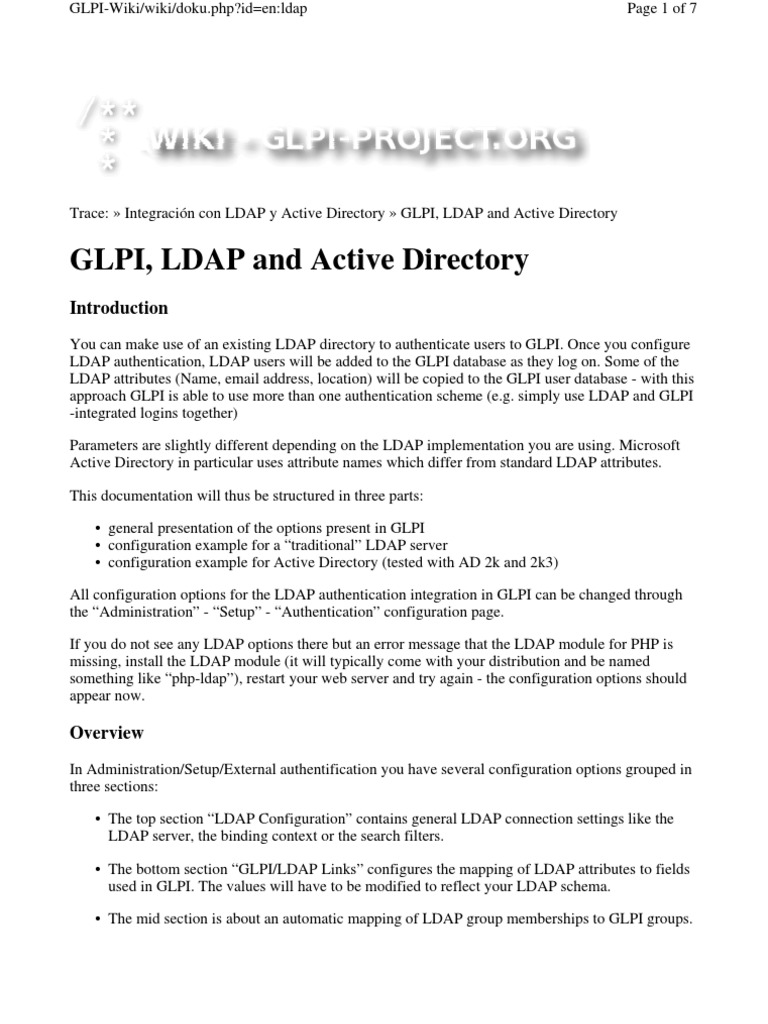 GLPI-LDAP and Active Directory | PDF | Active Directory | Transport ...