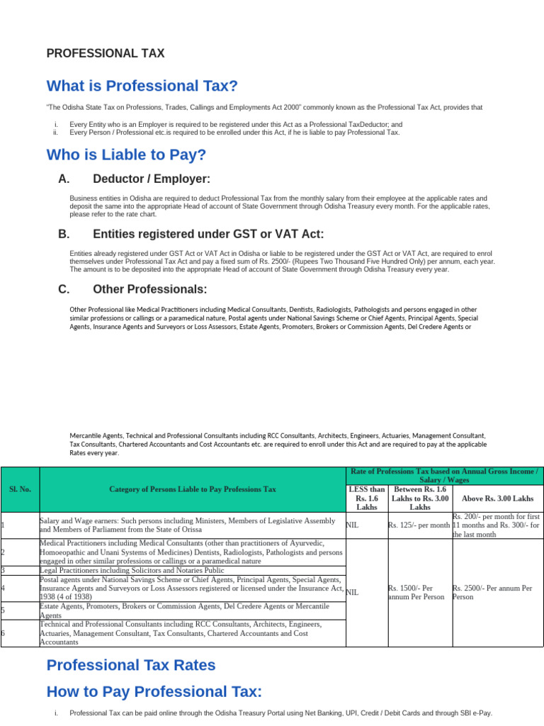 Professional Tax | PDF | Value Added Tax | Taxes