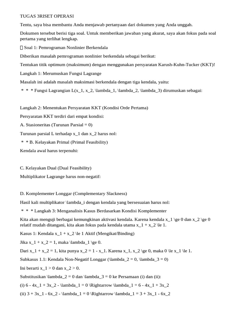 Tugas 3 Riset Operasi | PDF