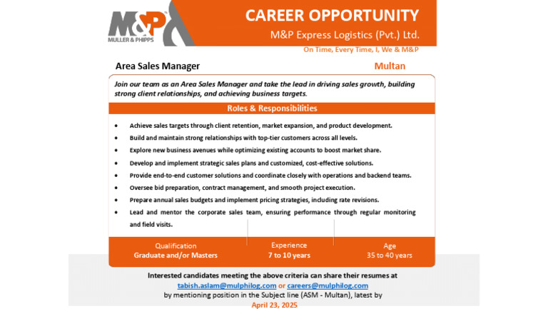 Area Sales Manager | PDF