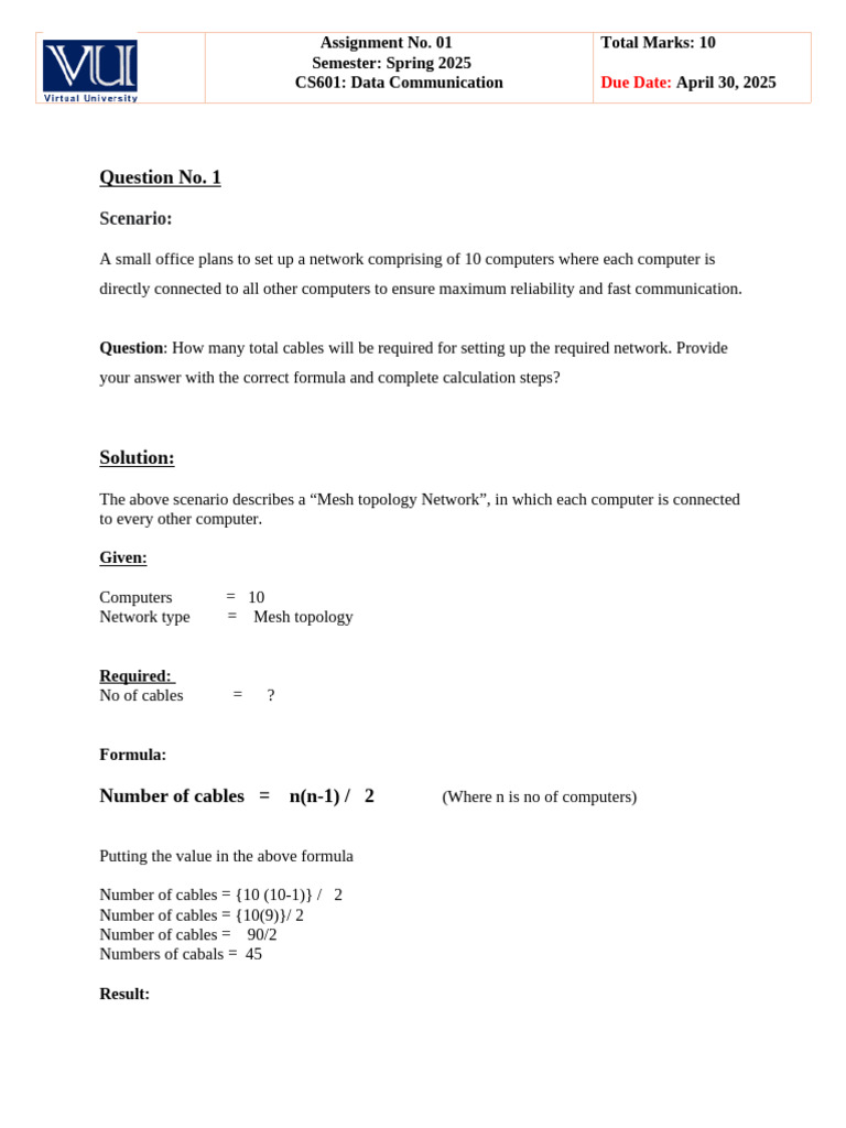 Mesh Network Cables Calculation Guide | PDF