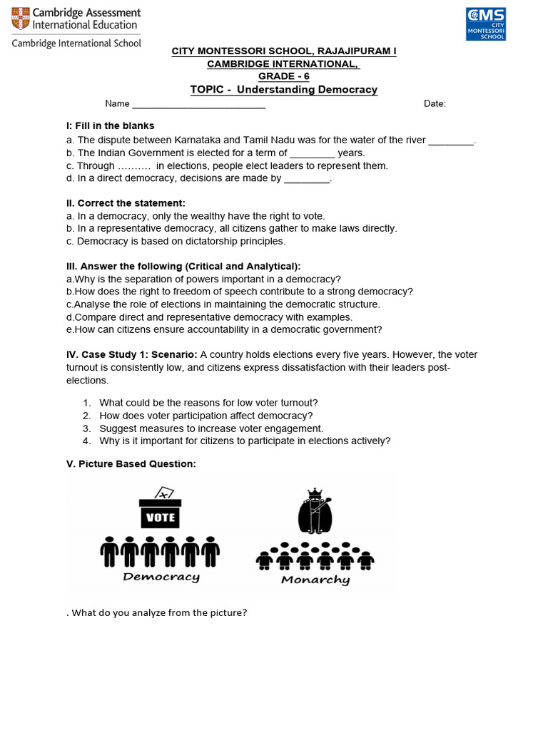 Grade VI Understanding Democracy | PDF
