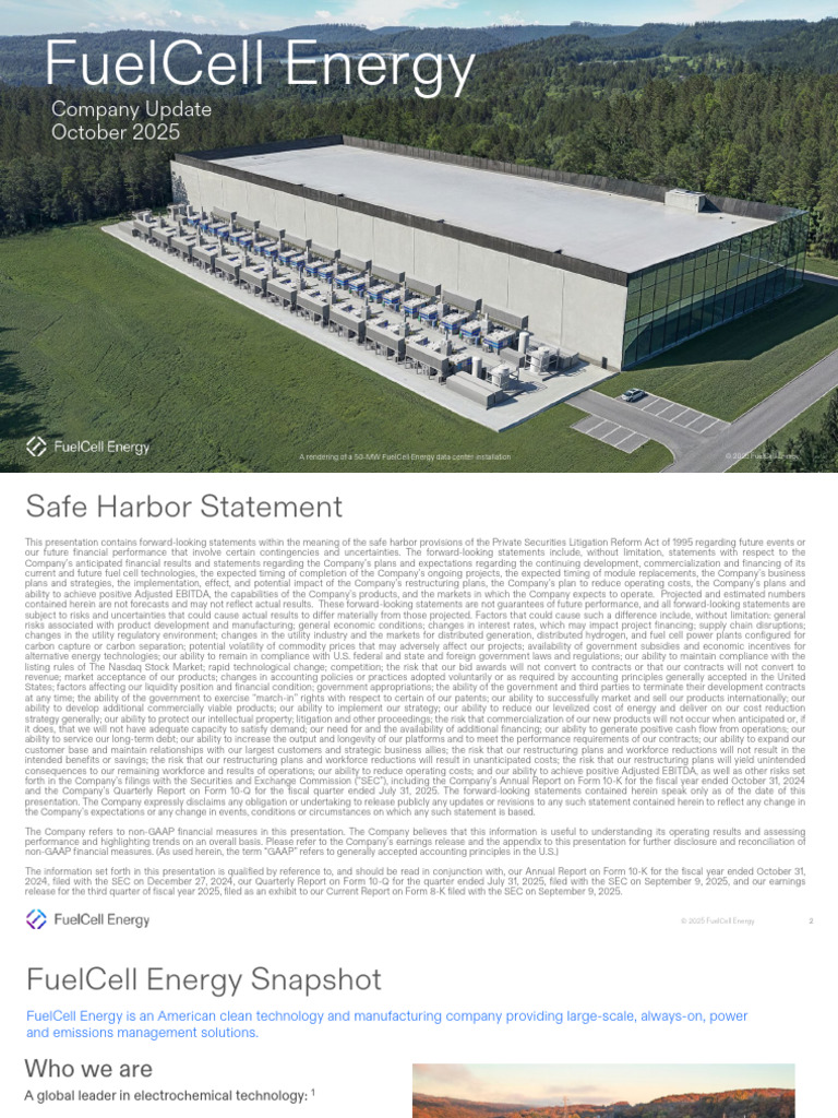 FCEL Corporate Presentation October 2025 | PDF | Fuel Cell
