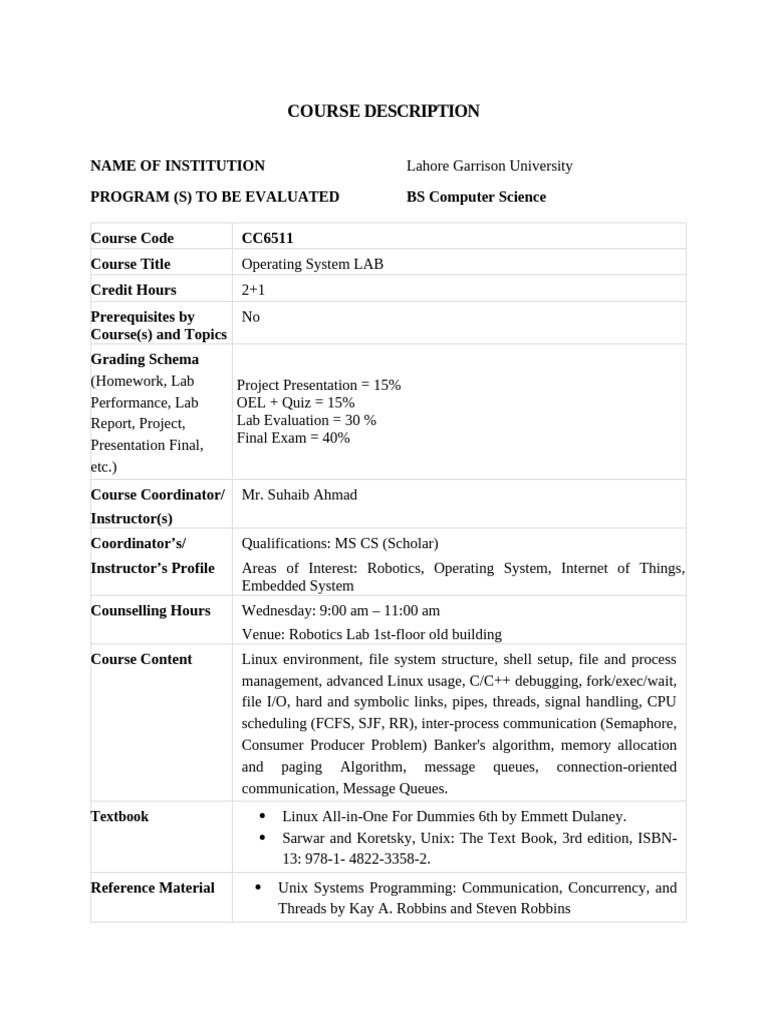 OS Lab Outline | PDF | Operating System | Scheduling (Computing)