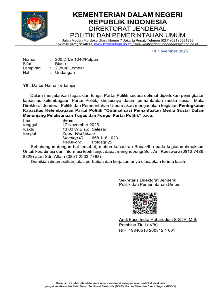 Und Parpol - Peningkatan Kapasitas Kelembagaan Parpol - 17 Nov 2025 | PDF
