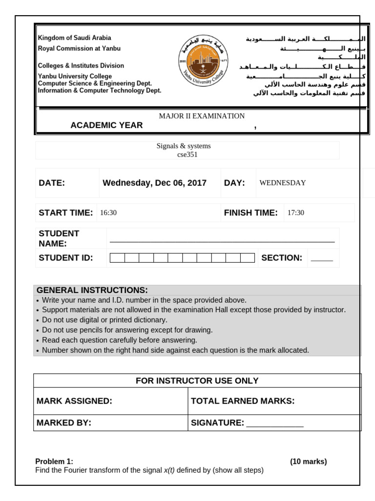 YUCM CSE351 171 1 Major2 MakeUp Quiz3 | PDF | Computer Engineering | Computing