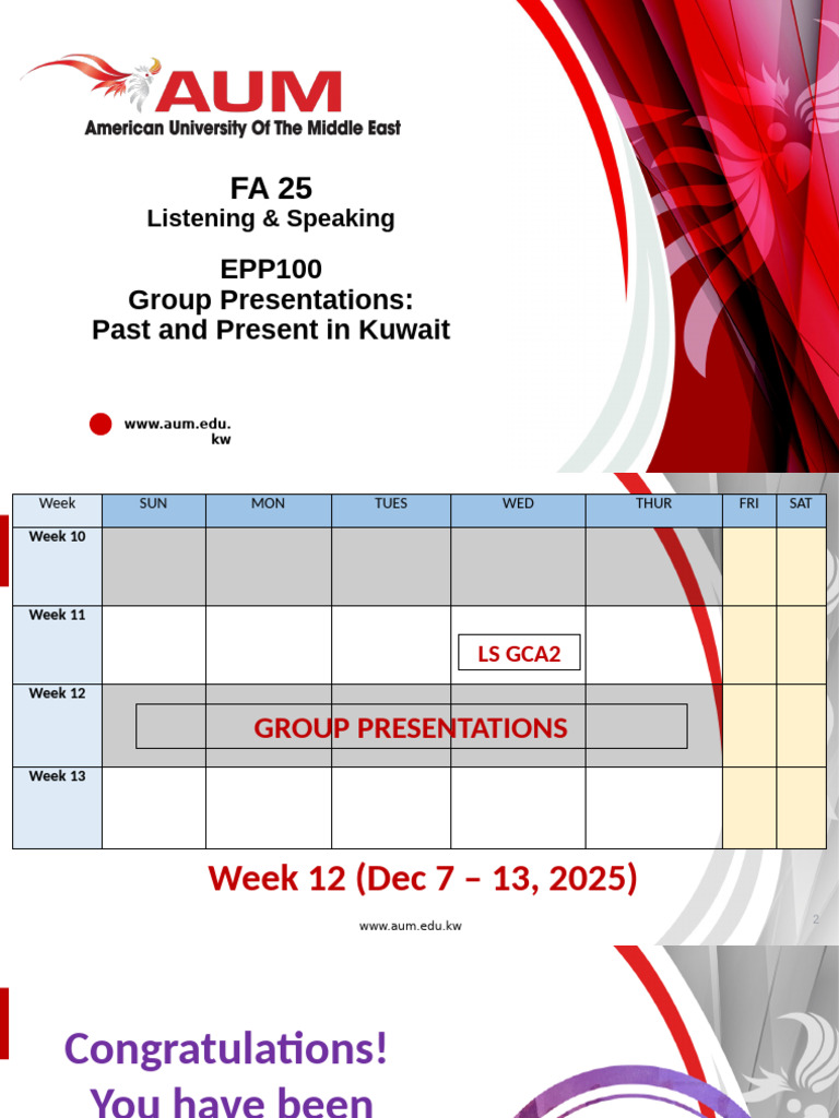 FA25 EPP 100 Group Presentation Topics - Zainab 2 | PDF | Ramadan | Kuwait