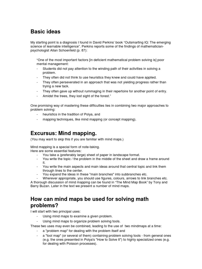 Mind Maps and Math Problem Solving | PDF | Prime Number | Teaching ...