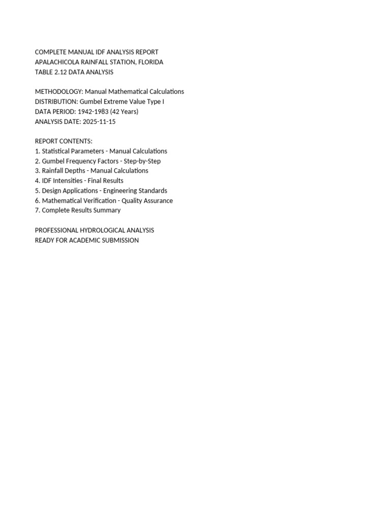 Complete Manual IDF Analysis | PDF | Standard Deviation | Statistical Analysis