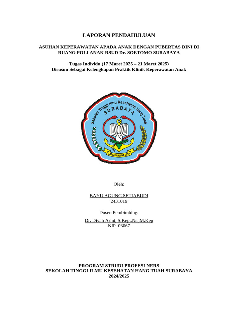 Asuhan Keperawatan Pubertas Dini Anak | PDF
