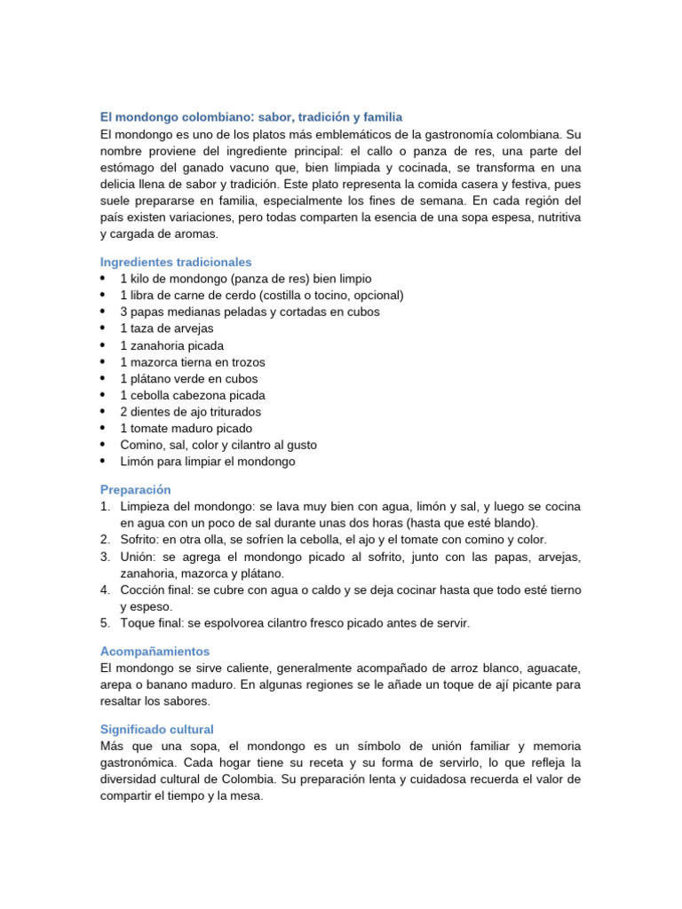 Mondongo Colombiano | PDF