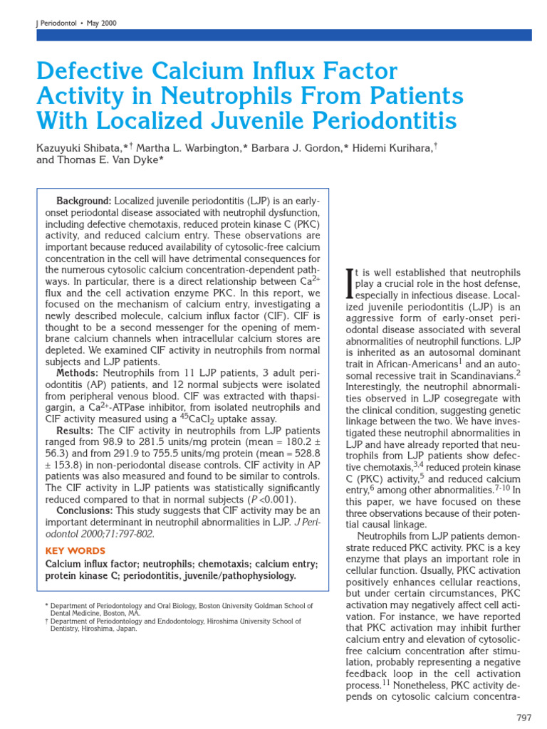 Defective Calcium Influx Factor Activity in Neutrophils From Patients ...