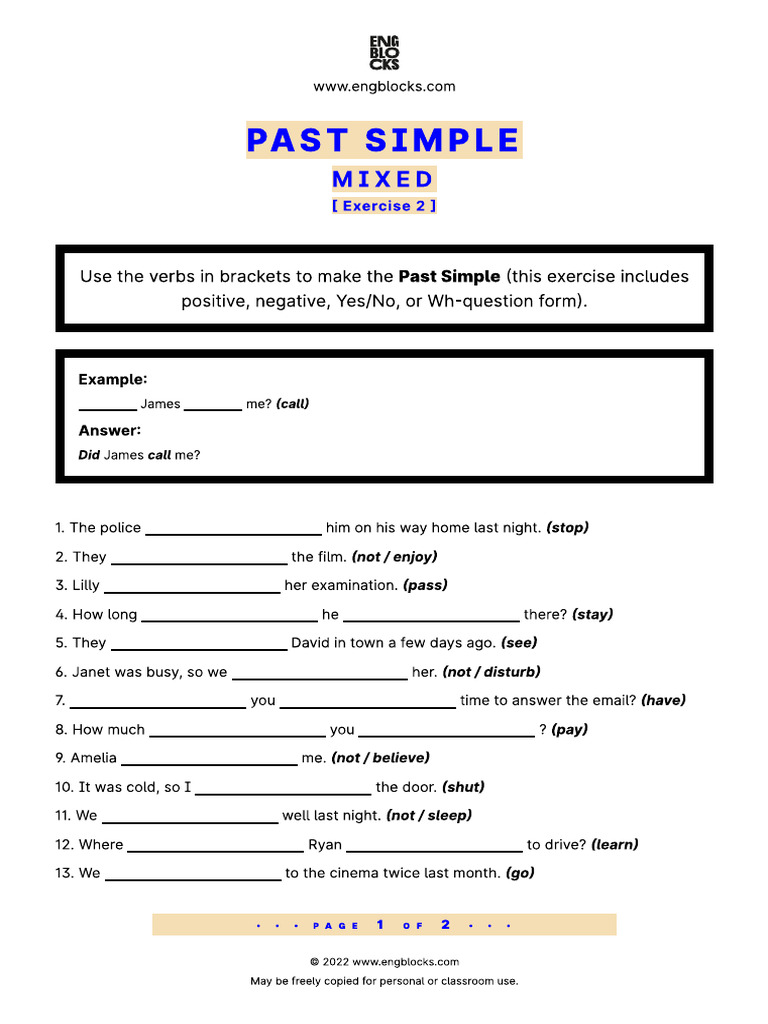Past Simple Exercise | PDF
