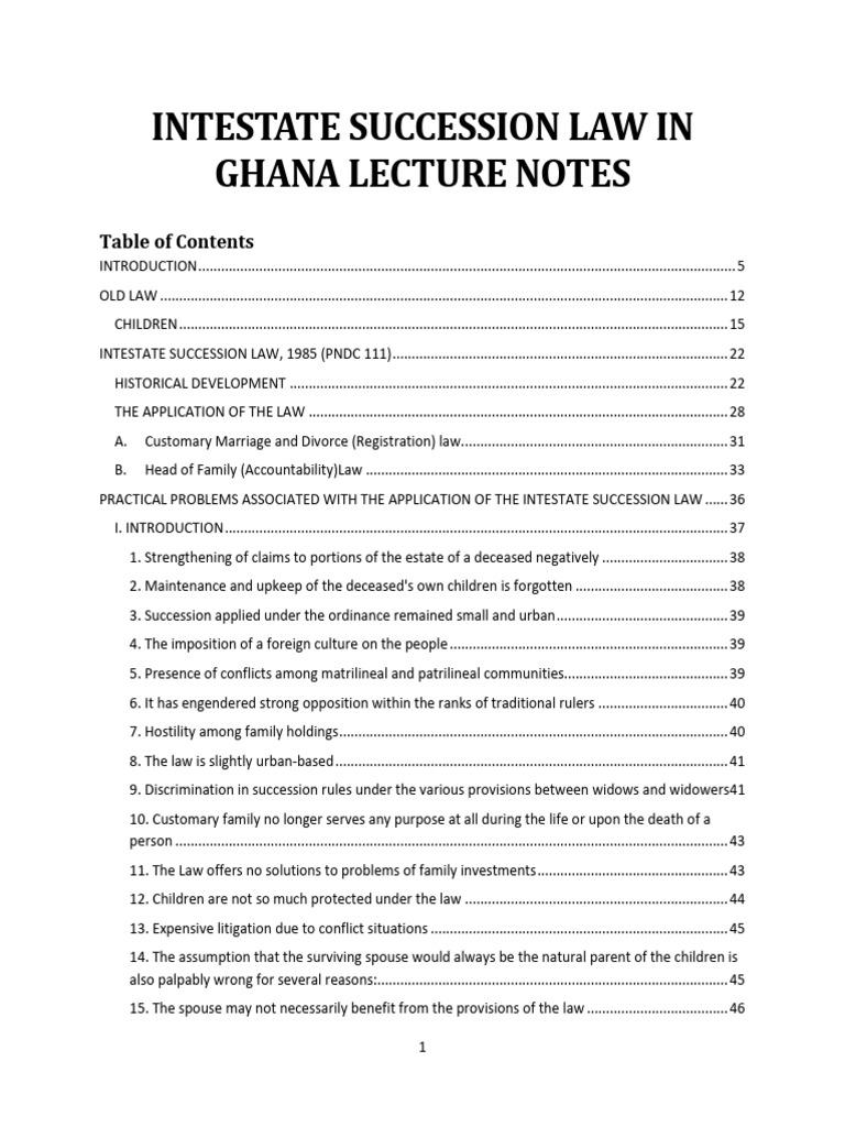 Ghana Intestate Succession Law Overview | PDF | Family | Legitimacy ...
