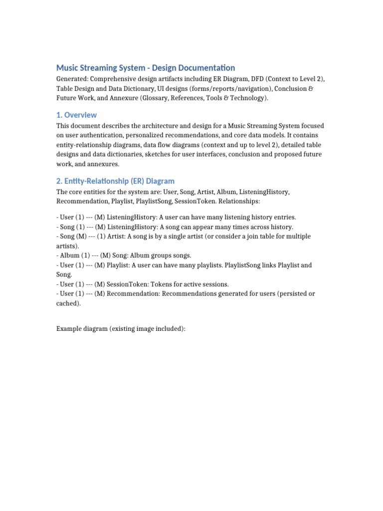 Music Streaming Design Documentation | PDF | User (Computing) | Password