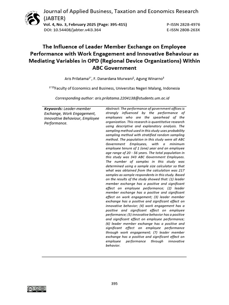The Influence of Leader Member Exchange On Employee | PDF | Coefficient ...