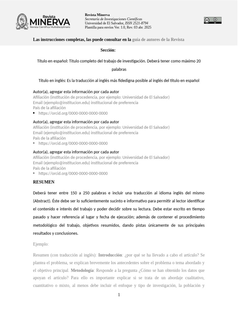 Plantilla Revista Minerva Ver 1.0 (03 abril 2023)-OTH (1) | PDF | Publicación Académica ...
