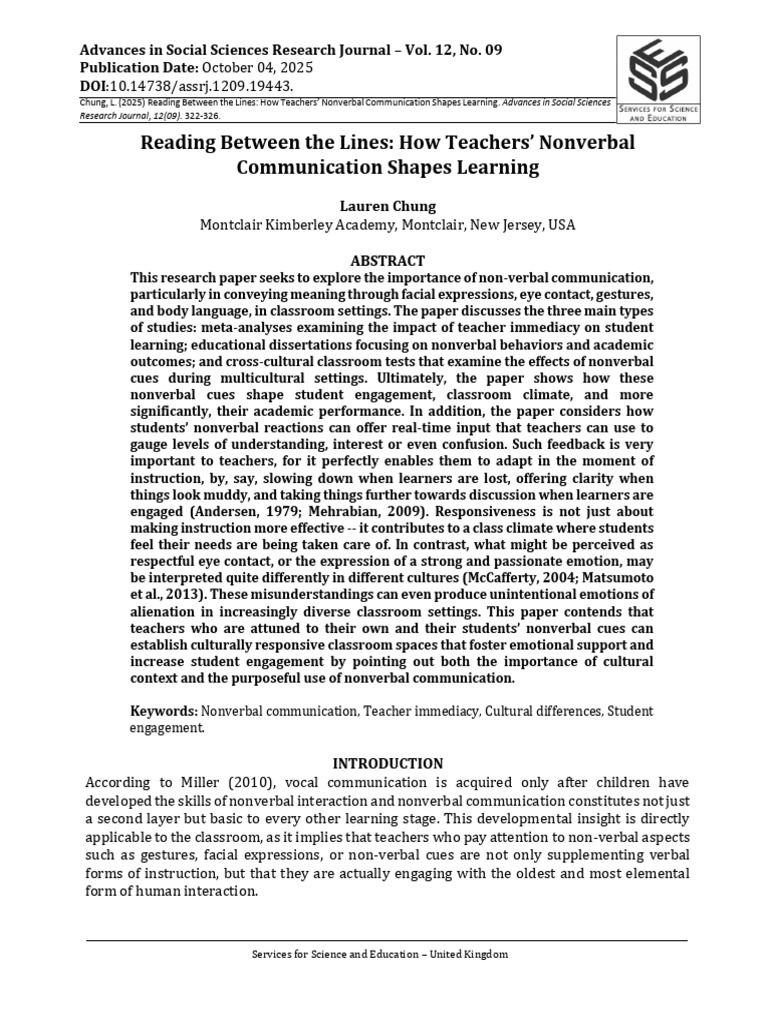 Reading Between The Lines How Teachers Nonverbal | PDF | Nonverbal ...