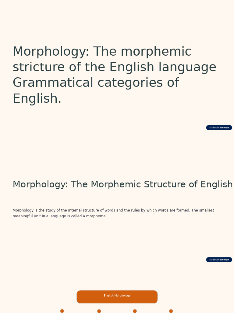 Morphology The Morphemic Stricture of The English Language Grammatical ...