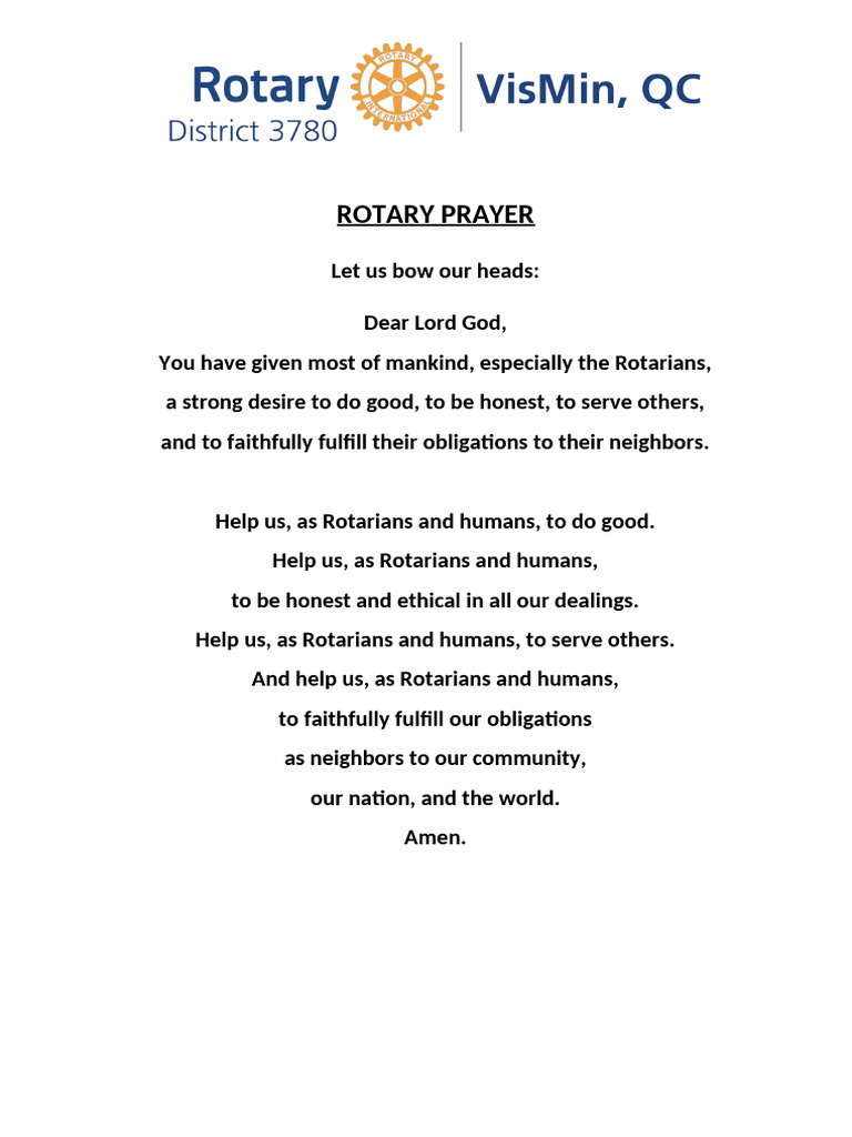 Rotary Prayer | PDF