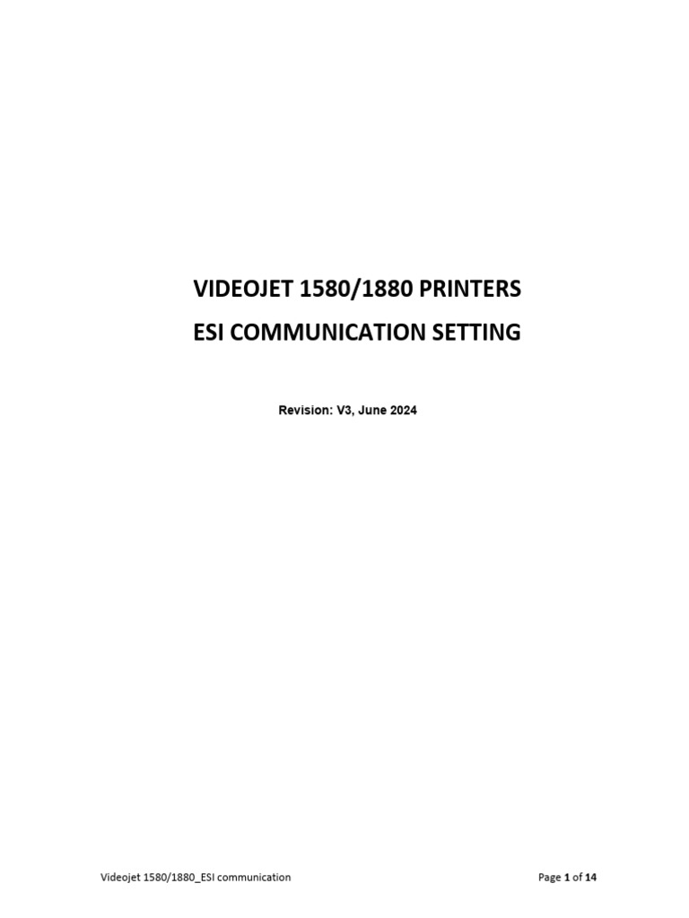 Videojet 1580/1880 ESI Communication Setup | PDF | Usb | Electrical ...