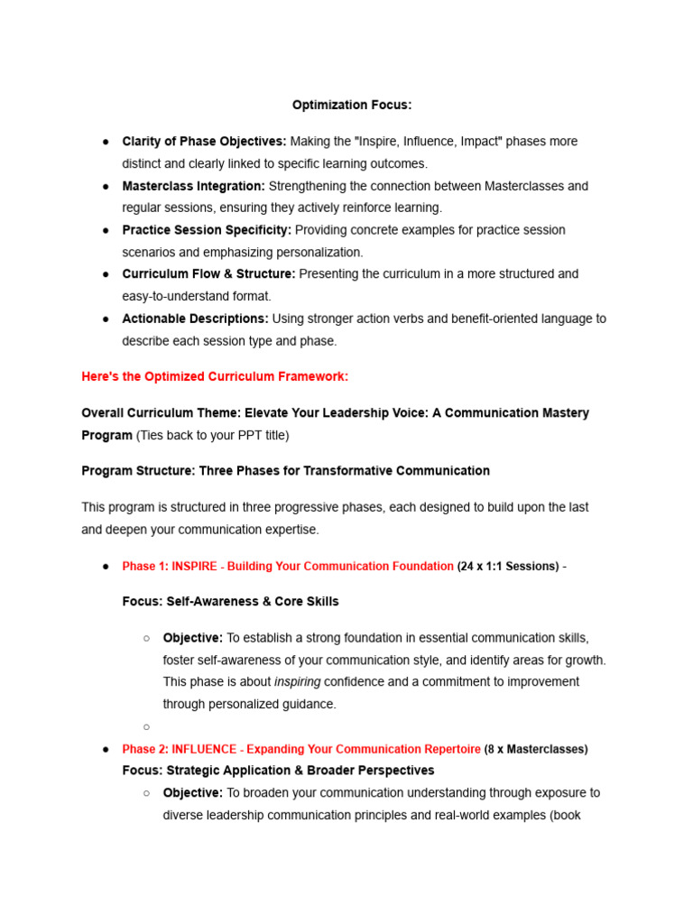Leadership Curriculum | PDF | Communication | Leadership