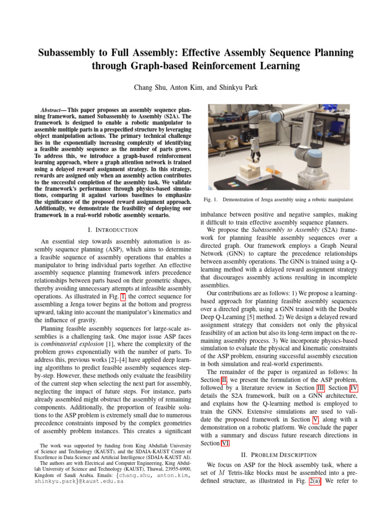 Subassembly To Full Assembly - Effective Assembly Sequence Planning ...