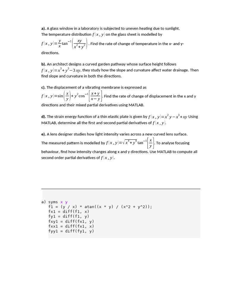 Assignment (MATLAB - Unit-1) | PDF | Applied And Interdisciplinary ...