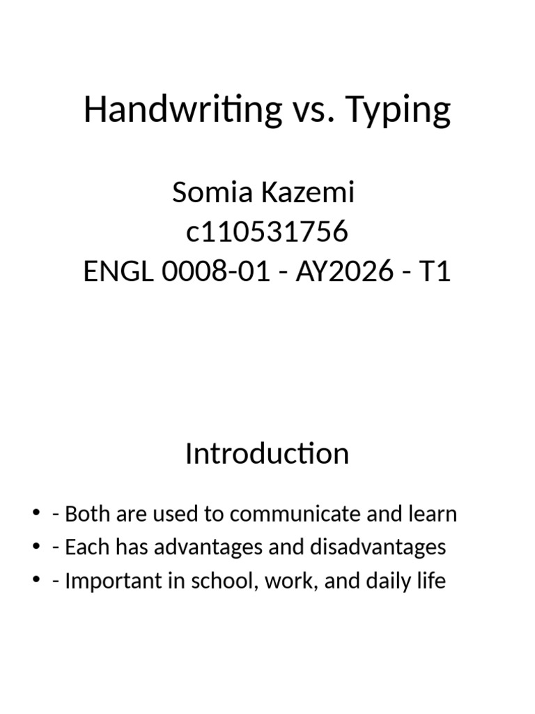 Handwriting Vs Typing Presentation | PDF