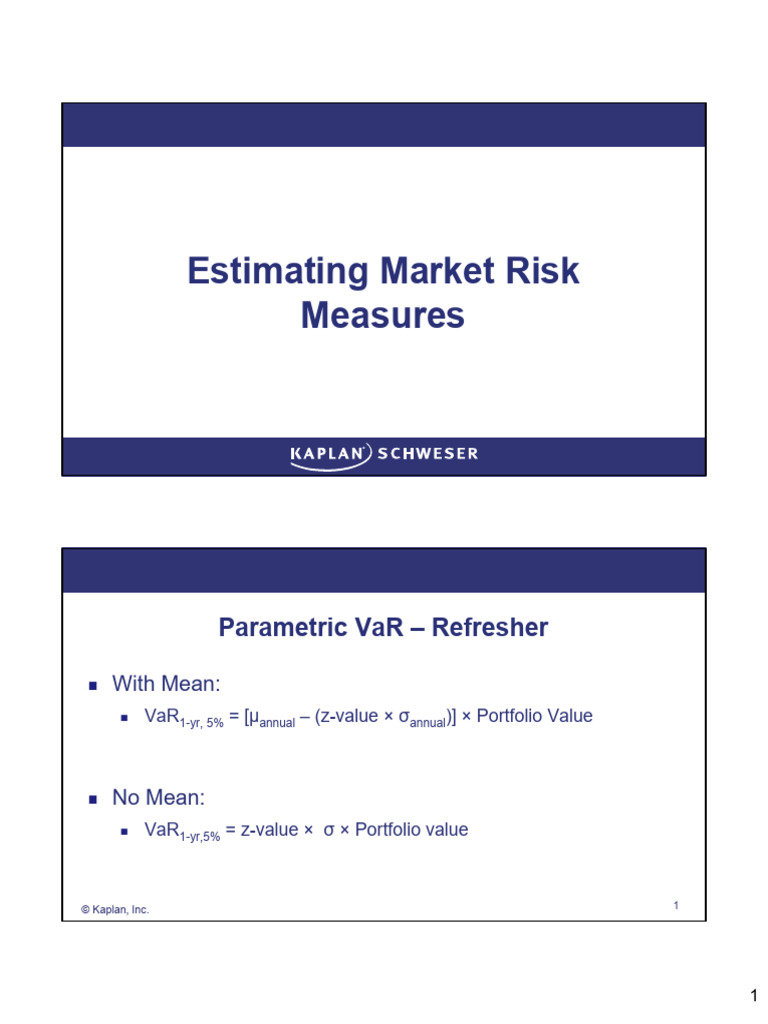 Estimating Market Risk Measures: Parametric Var - Refresher | PDF ...