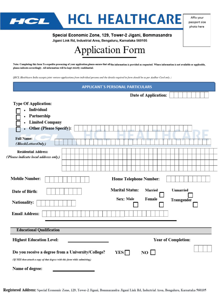Application Form HCL Healthcare | PDF | Justice | Crime & Violence