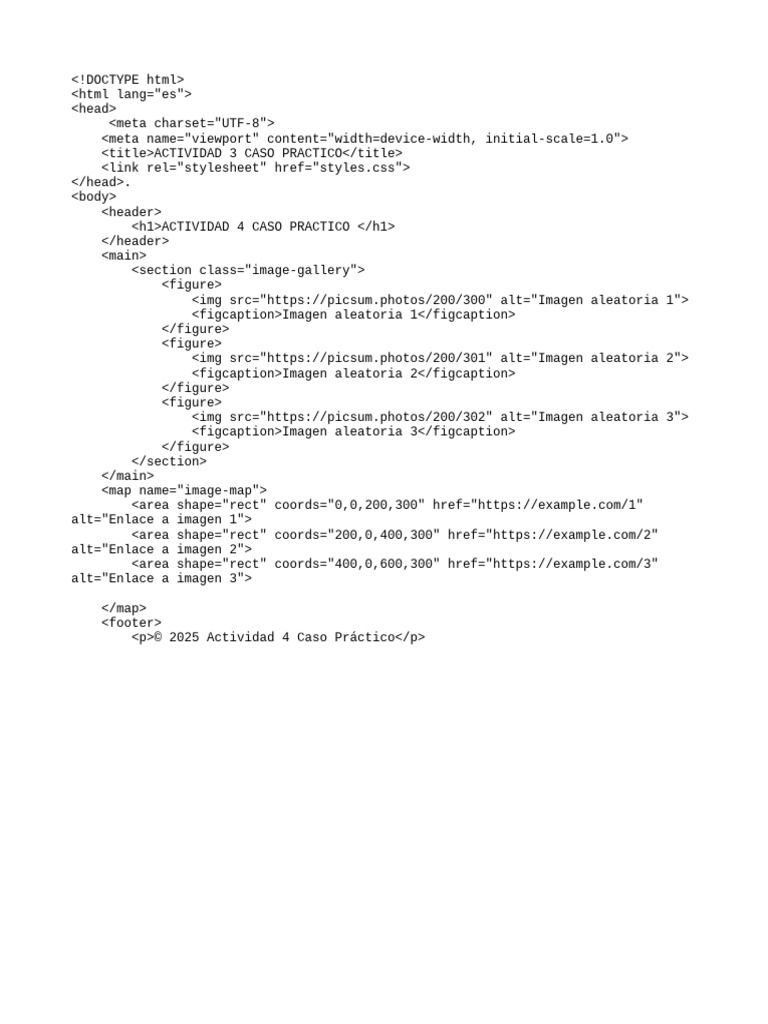 !doctype HTML Ejercicio 4 | PDF
