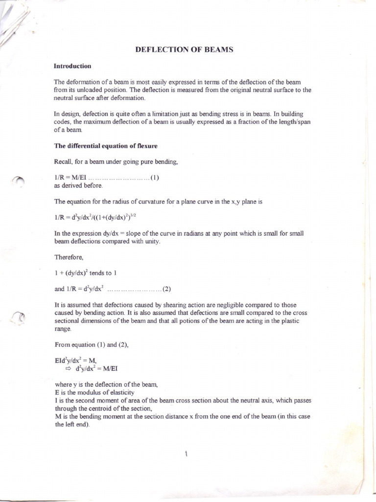 Deflection of Beams | PDF