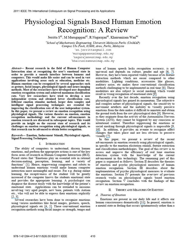 Emotion Recognition via Physiological Signals | PDF | Emotions ...