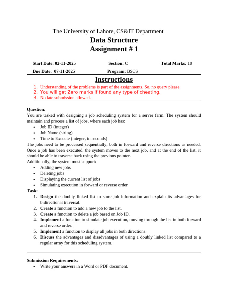 DSA Assignment#1 | PDF